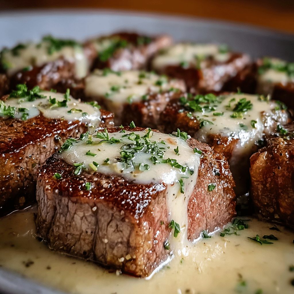 Garlic Butter Steak with Parmesan Cream Sauce